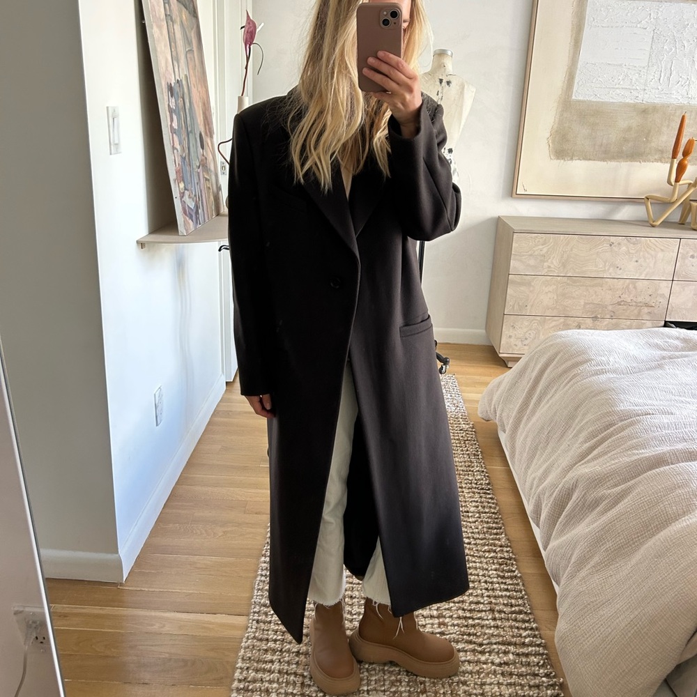 Freo Studio Chocolate Brown 100% Wool Coat Size Small - Gem